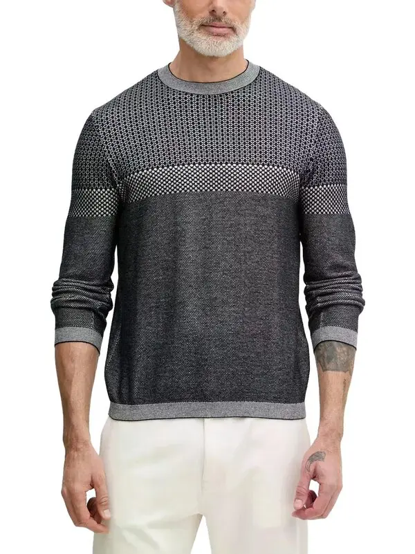 Armani Exchange Geometric Pattern Crew Neck Sweater - Grey