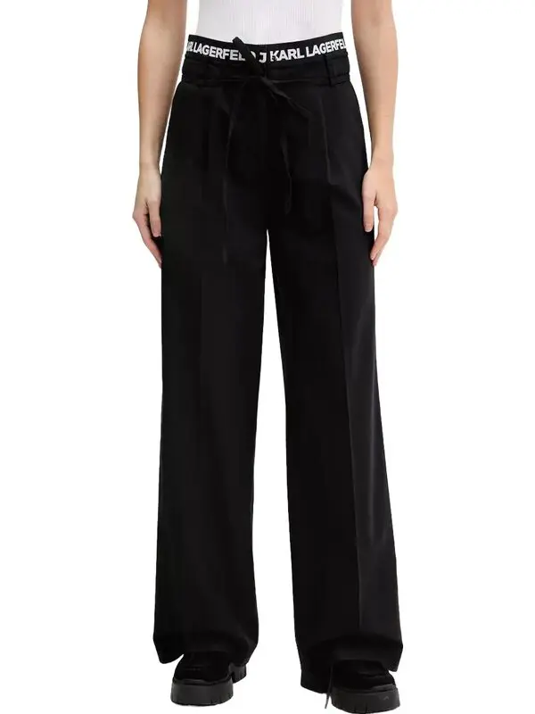 Karl Lagerfeld Logo-waistband Wide Leg Trousers - Black