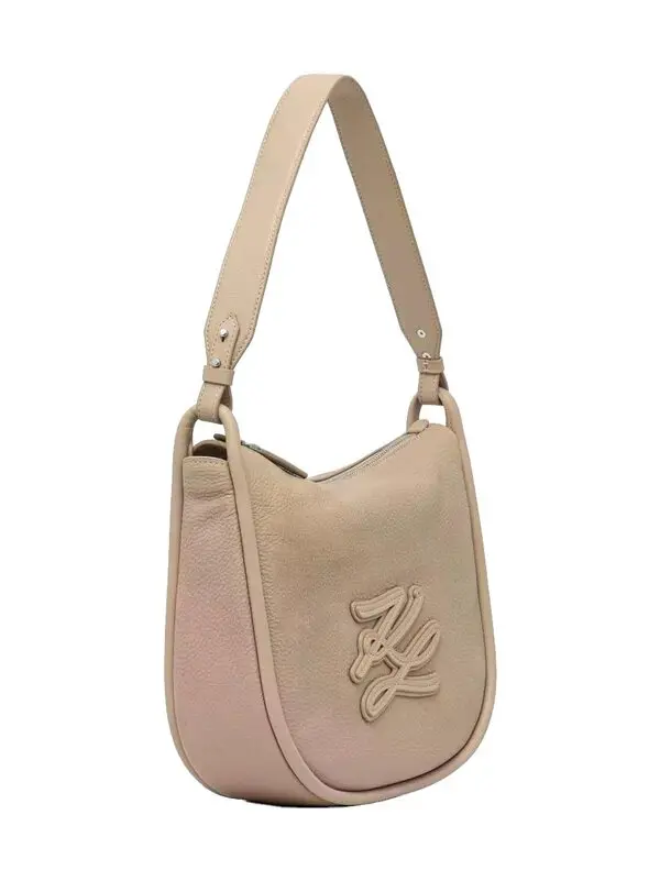 Karl Lagerfeld Grained Leather Shoulder Bag - Neutrals