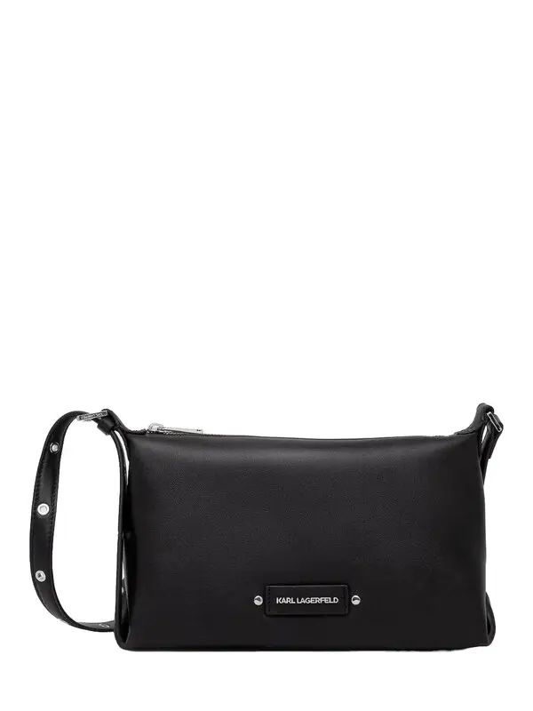 Karl Lagerfeld Logo Plaque Eyelet Embellished Shoulder Bag - Black