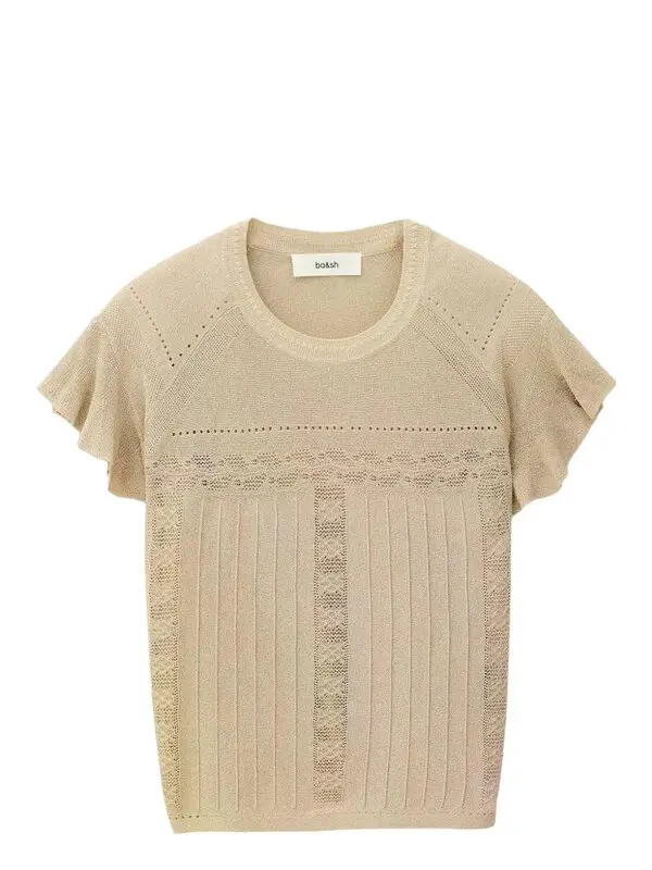 Ba&sh Piera Pointelle-knit Ruffled Top - Neutrals