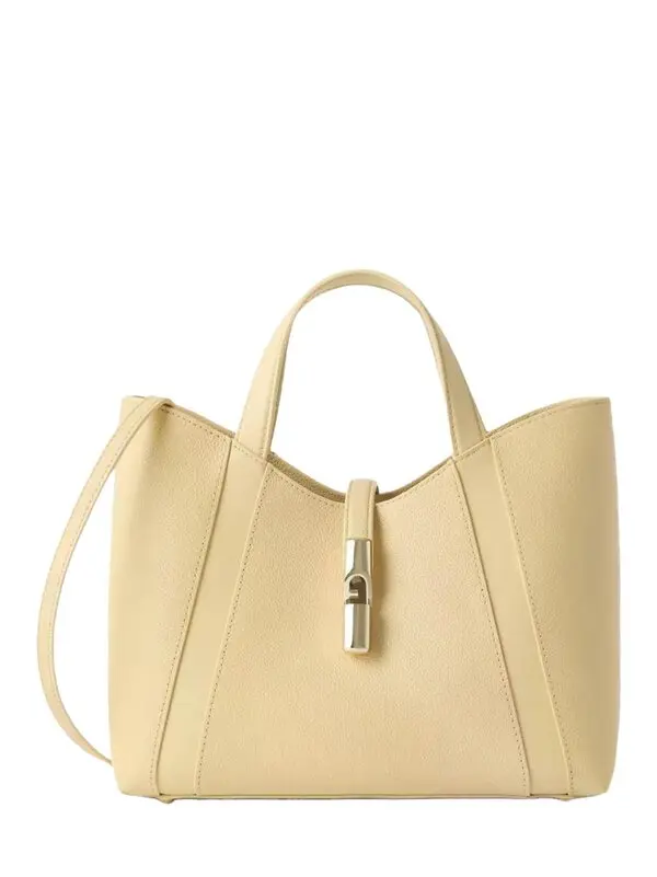 Furla Grained Leather Tote Bag With Arch Logo Hardware - Neutrals