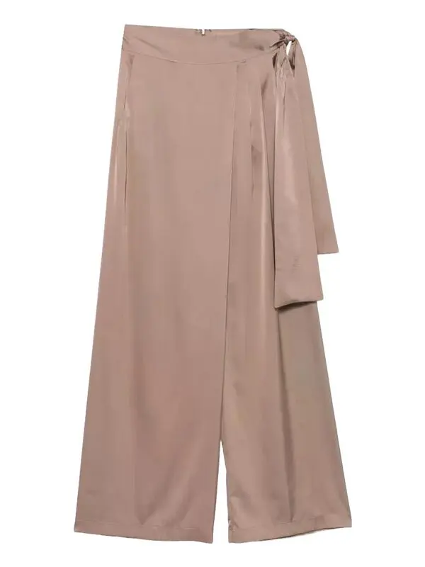 D.exterior Wide Leg Trousers With Tie Detail - Neutrals