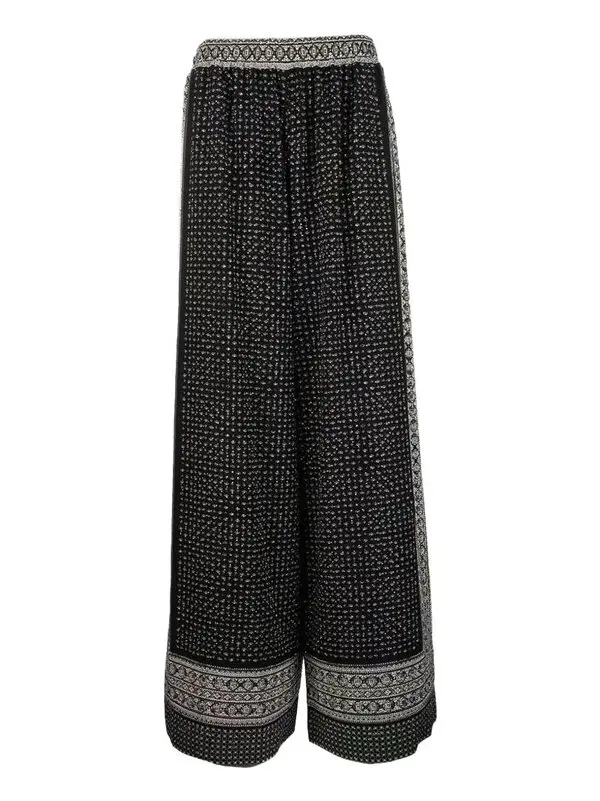 Ermanno Scervino Bandana-print Embellished Palazzo Pants - Black