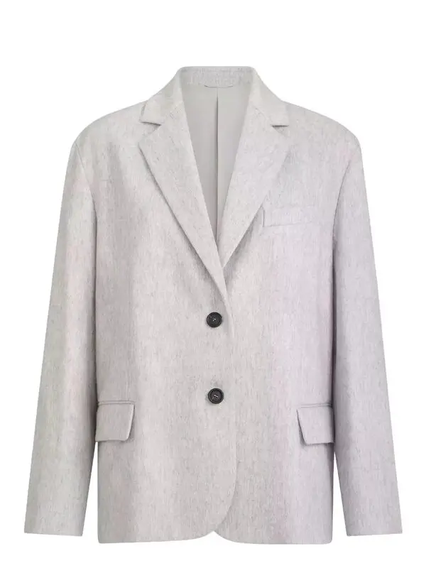 Brunello Cucinelli Wool Flannel Blazer With Monili Embellishment - Grey