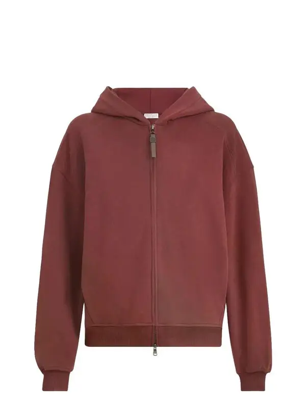 Brunello Cucinelli Cotton Smooth French Terry Zip-up Hoodie - Red