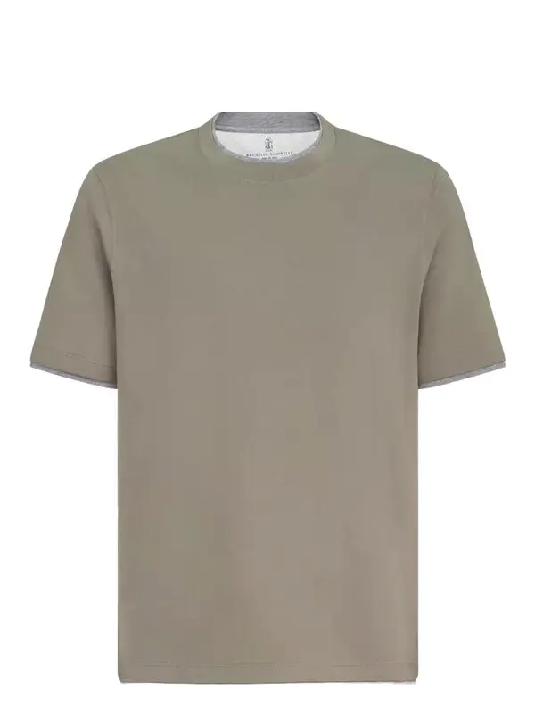 Brunello Cucinelli Cotton-jersey Crew-neck T-shirt With Faux-layering - Grey