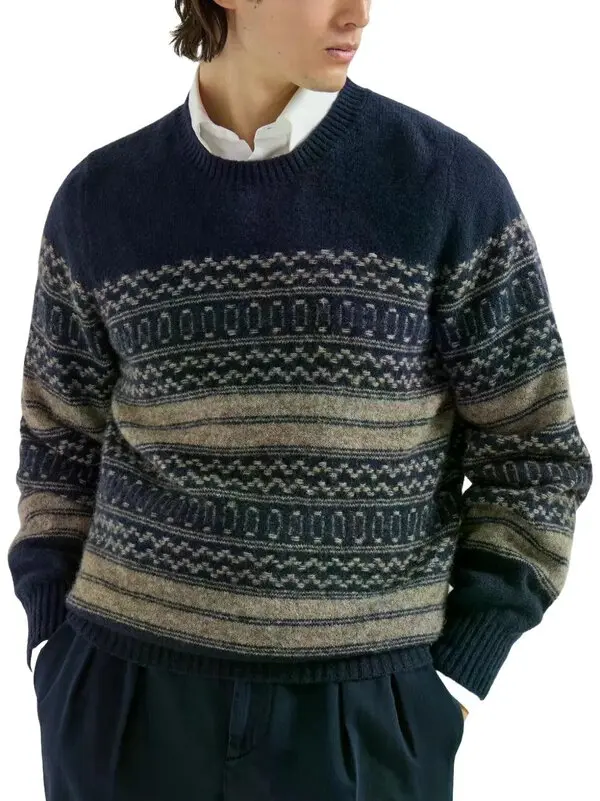 Brunello Cucinelli Nordic Jacquard Alpaca, Cashmere And Wool Sweater - Blue