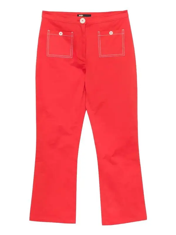 Maje Contrast-stitch Straight-leg Trousers - Red