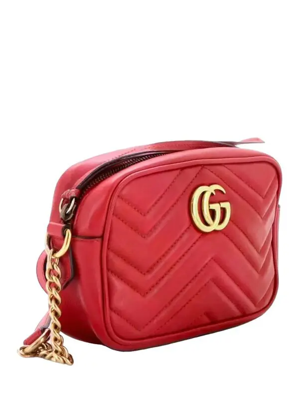 Gucci Matelassé Leather Mini Shoulder Bag - Red