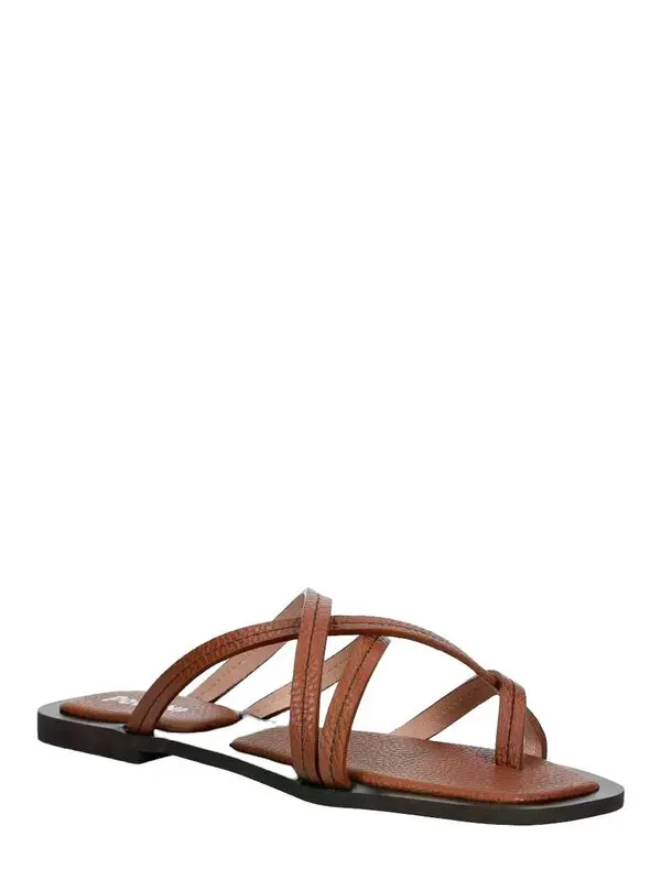POLLINI Strappy Pebbled-effect Slides - Brown