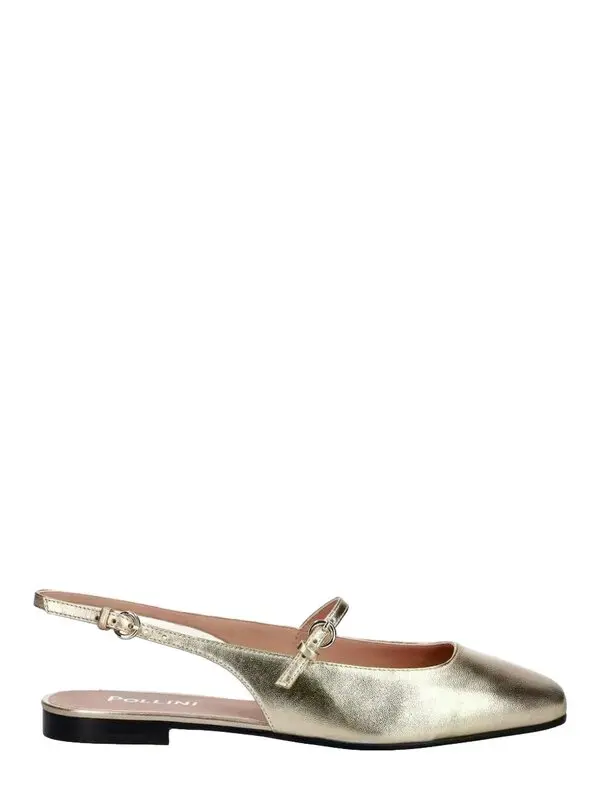 POLLINI Metallic Slingback Ballet Flats - Gold