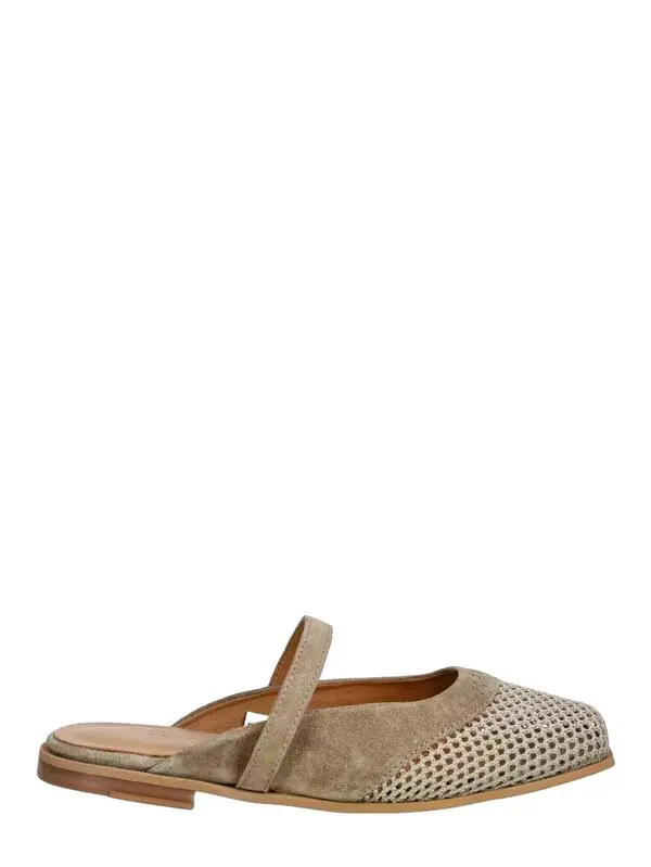 Inuikii Beige Leather Mules With Crochet-knit Detail - Neutrals