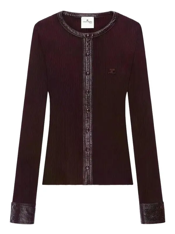 COURREGES Ribbed-knit Cardigan With Vinyl Trim - Red
