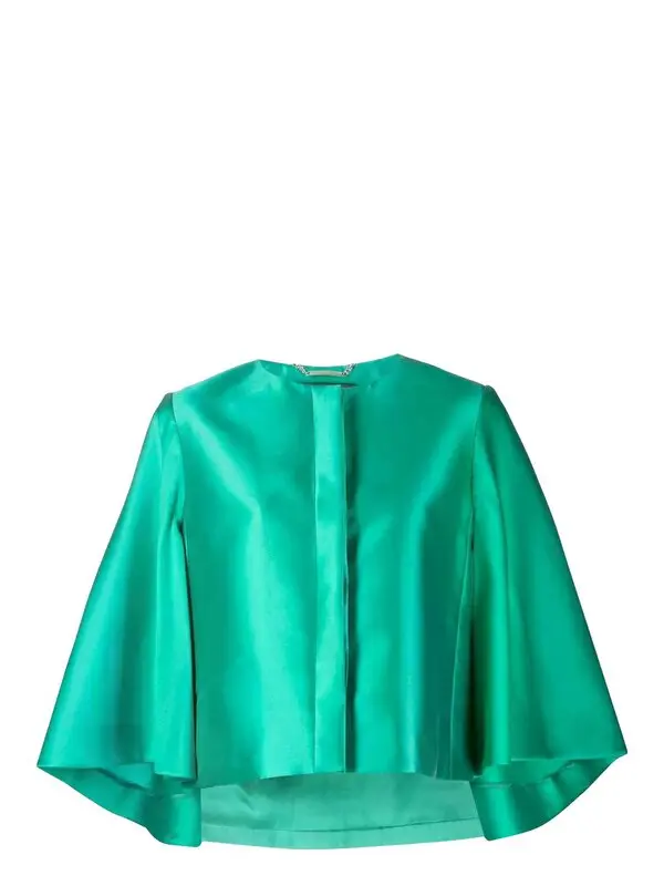 Alberta Ferretti Jade Silk Satin Cape Jacket - Green