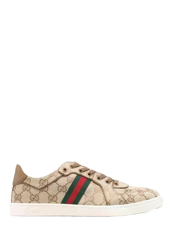 Gucci Gg Supreme Web-stripe Sneakers - Neutrals