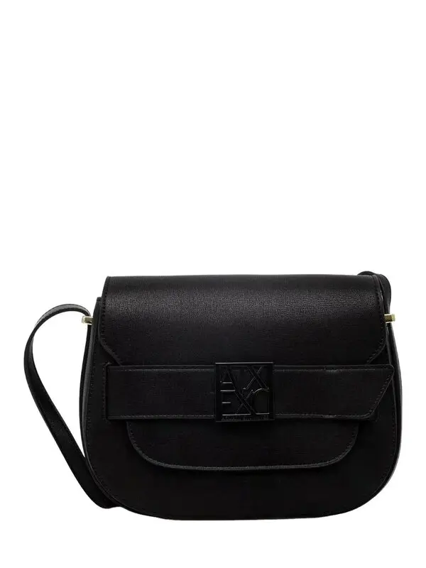 Armani Exchange Susy Logo-plaque Foldover Saddle Bag - Black