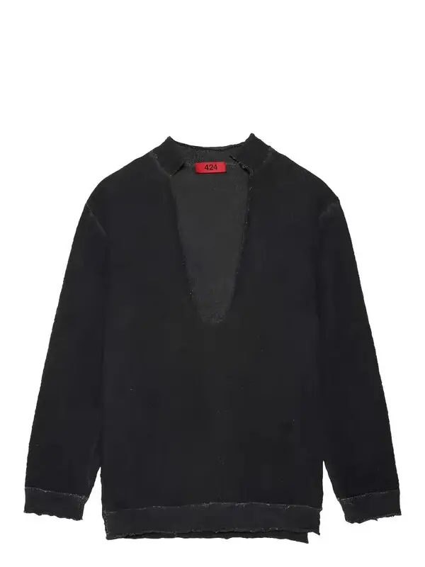 424 Frayed Bouclé Sweater - Black