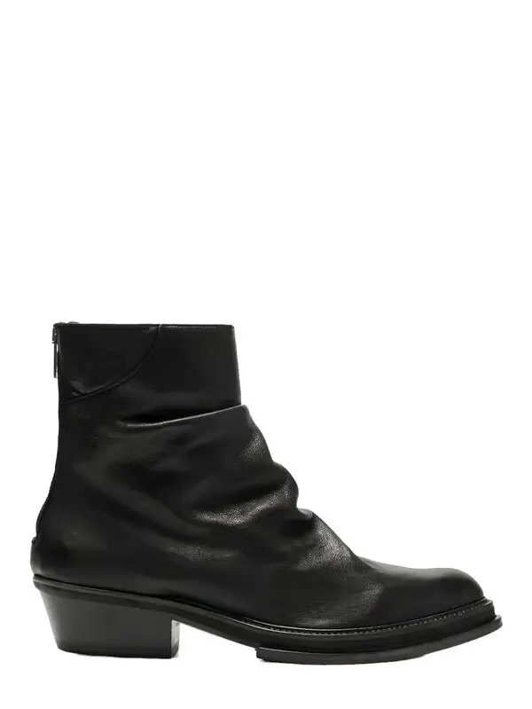 424 Ruched Zip-up Boots - Black