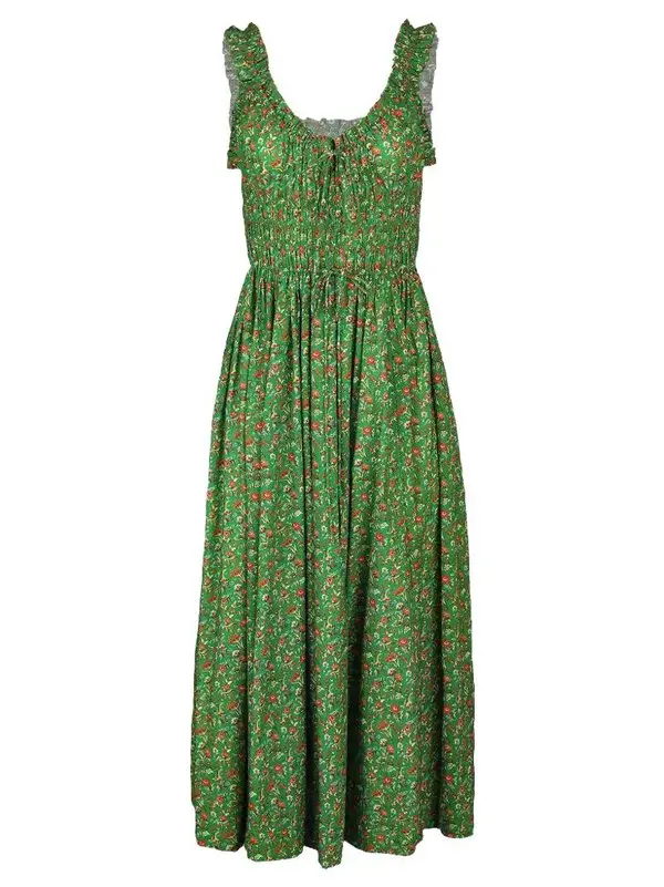 DÔEN Emmaretta Floral Print Midi Dress - Green