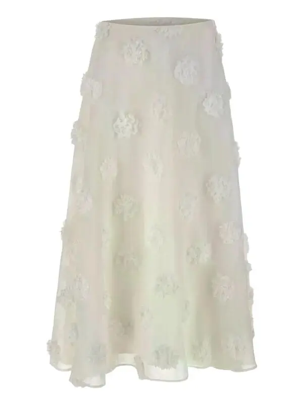 HERSKIND Floral Appliqué Organza Skirt - Neutrals
