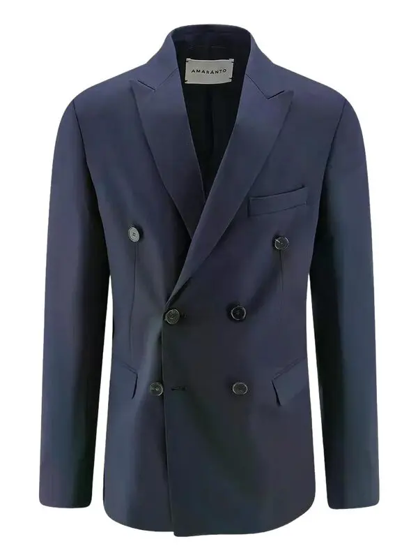 AMARANTO Double-breasted Peak-lapel Blazer - Blue
