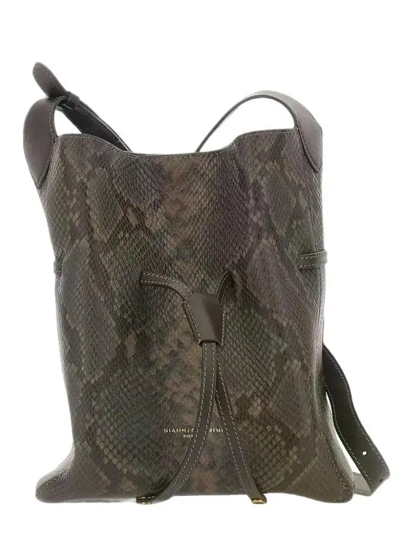 GIANNI CHIARINI Sienna Python-print Leather Shoulder Bag - Brown