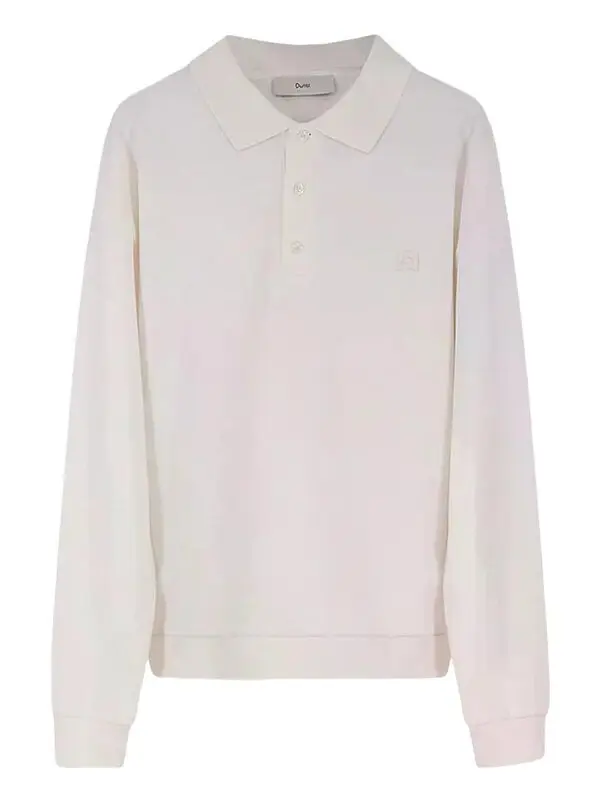 DUNST Logo-patch Long-sleeved Polo Shirt - Neutrals