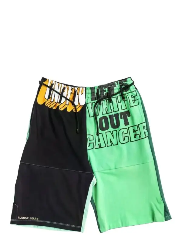 MARINE SERRE Graphic Print Panelled Shorts - Green
