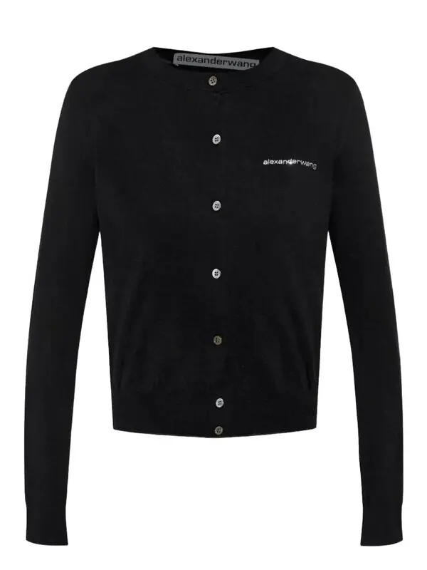 Alexander Wang Crystal-embellished Logo Cardigan - Black