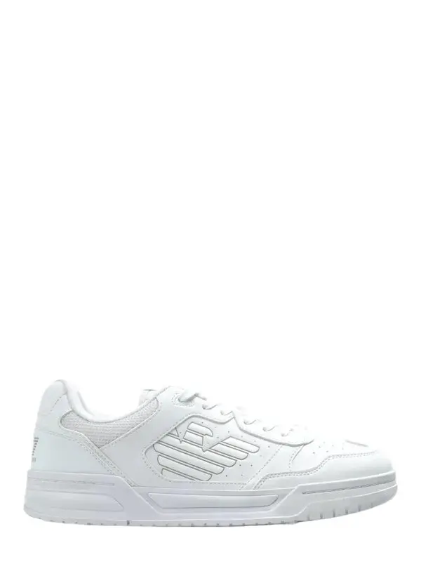 EA7 Logo-embossed Leather Sneakers - White