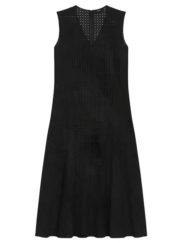 Theory V-neck Midi Dress With Eyelet Detailing - Black
