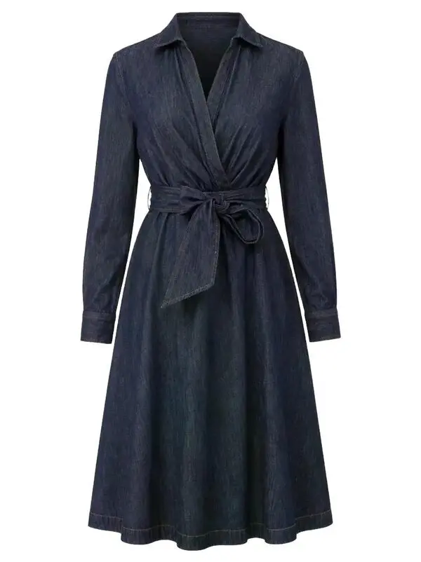 Ralph Lauren Belted Midi Dress - Blue