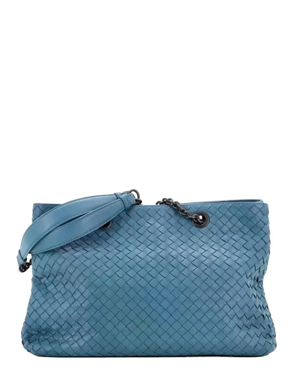 Bottega Veneta Double Chain Intrecciato Nappa Medium Tote Bag - Blue