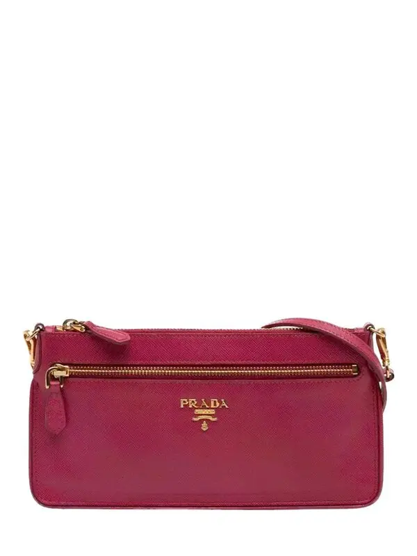 Prada Saffiano Lux Top Zip Crossbody Bag - Pink