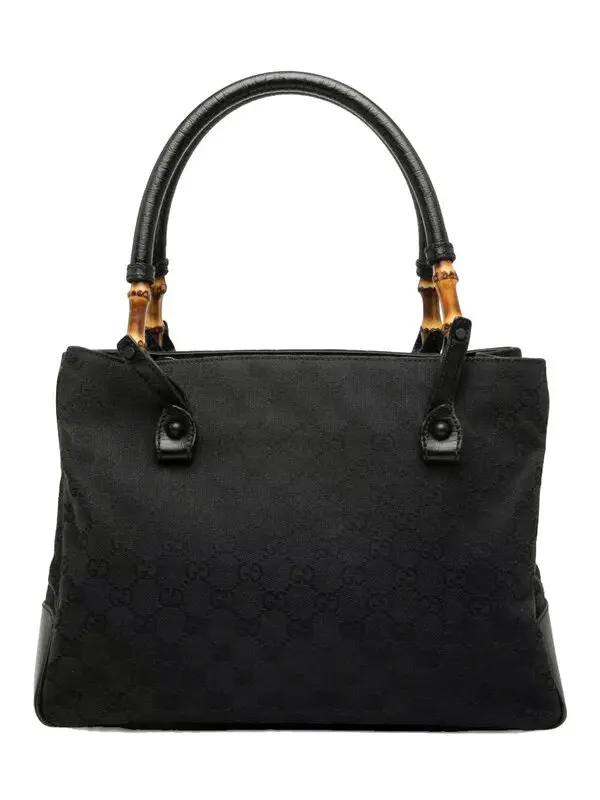 Gucci Gg Canvas Bamboo Tote Bag - Black