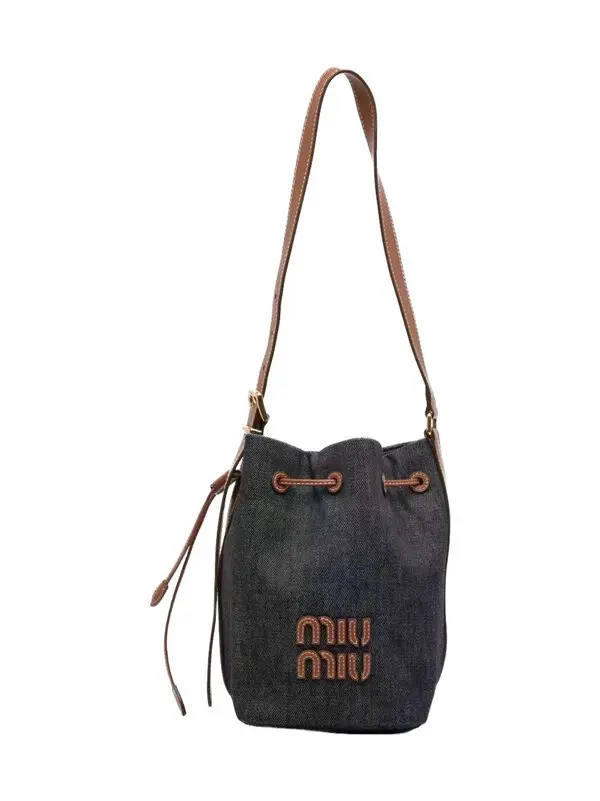 Miu Miu Denim Logo Bucket Bag - Blue