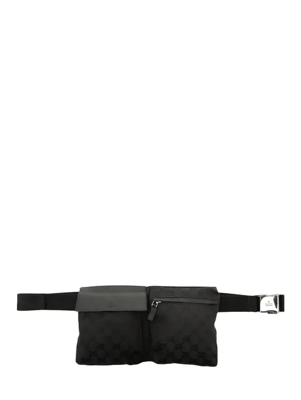 Gucci Gg Canvas Double Pocket Belt Bag - Black