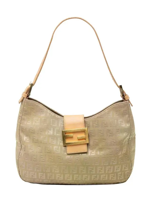 Fendi Zucchino Canvas Shoulder Bag - Neutrals