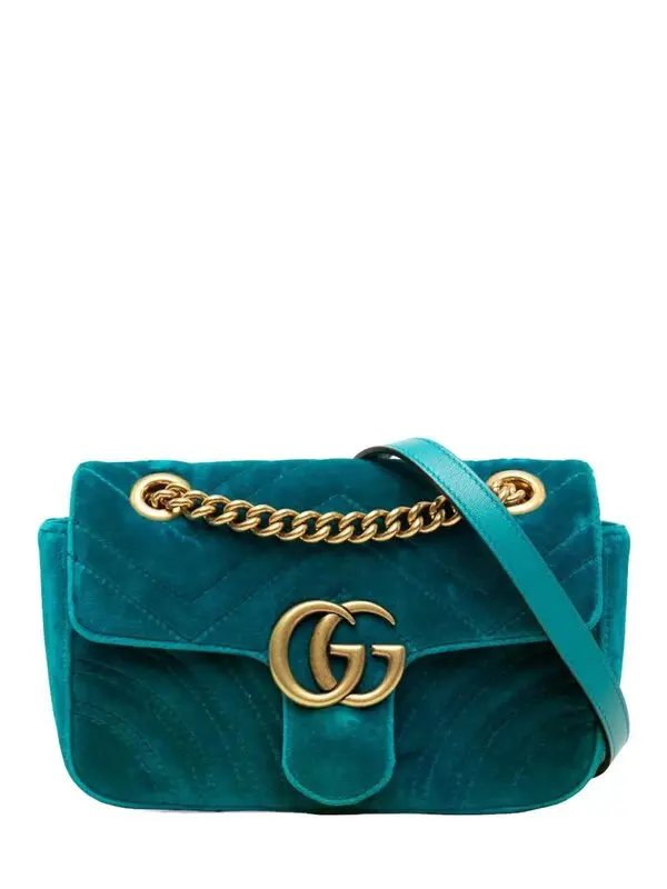 Gucci Small Gg Marmont Matelassé Shoulder Bag - Blue