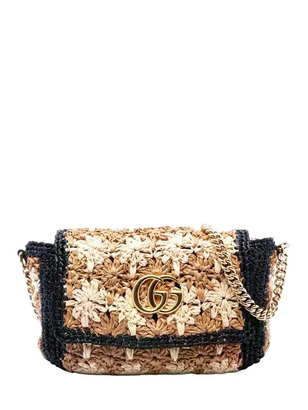 Gucci Gg Marmont Raffia Crossbody Bag - Neutrals