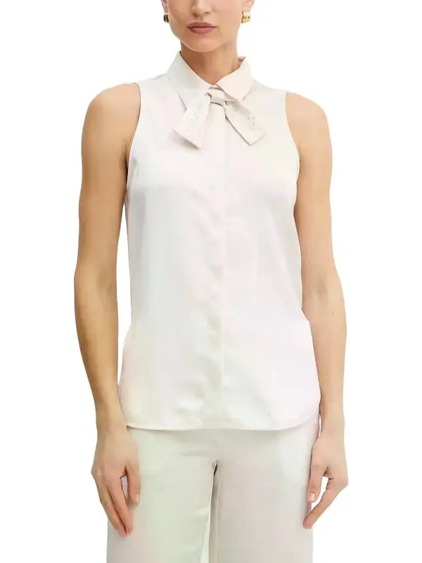 SIMONA CORSELLINI Sleeveless Blouse With Crystal Embellishments - Neutrals