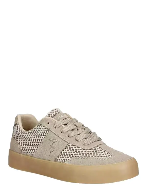TRUSSARDI Mesh Panelled Suede Sneakers - Neutrals