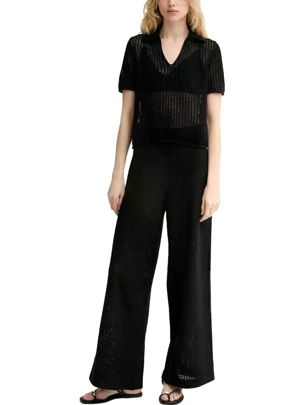 Marc O'polo Open-knit Polo Shirt - Black