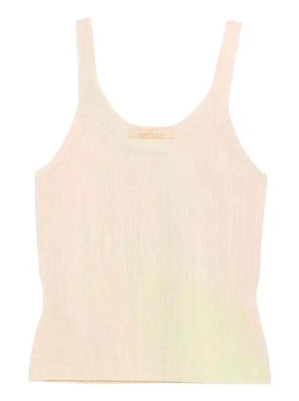 Ermanno Scervino Ribbed Knit Scoop Neck Sleeveless Top - Neutrals