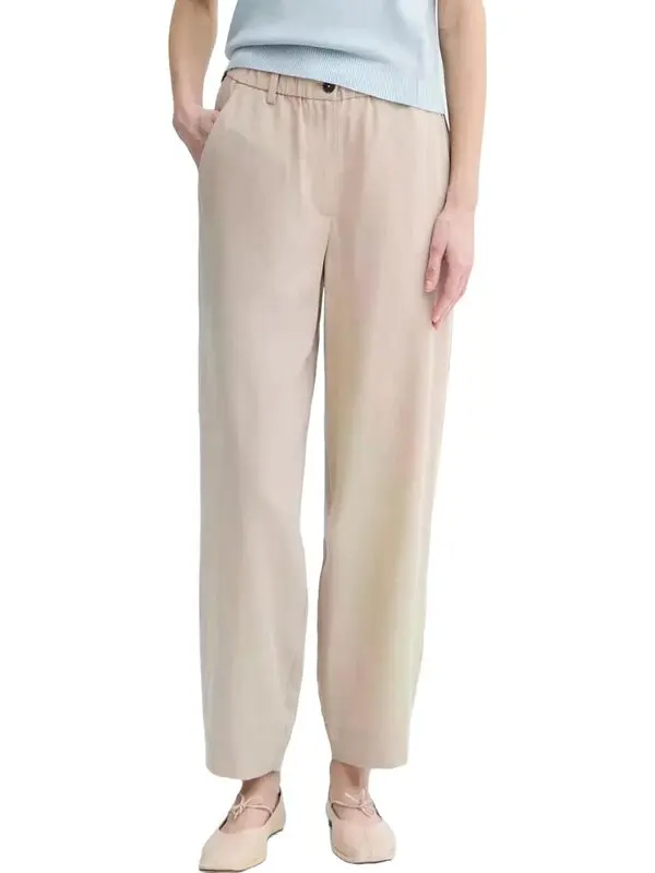 Marc O'polo Elasticated-waistband Logo-patch Trousers - Neutrals