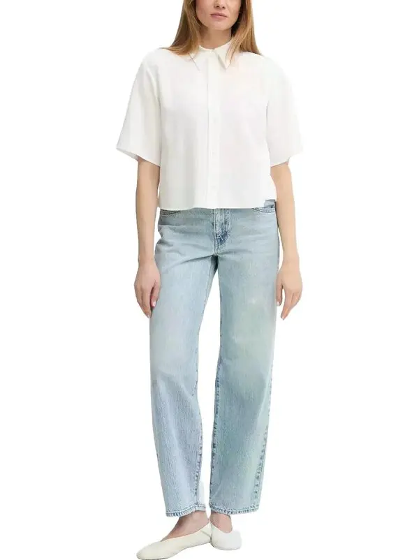 Marc O'polo Short-sleeve Shirt With Pointed Collar - White