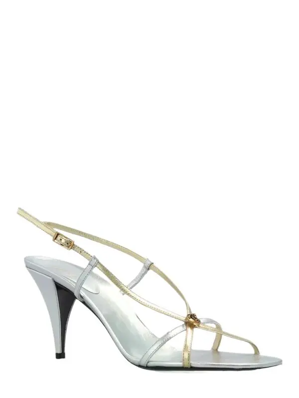 Versace Valentina Metallic Leather Sandals 80 Mm - Silver