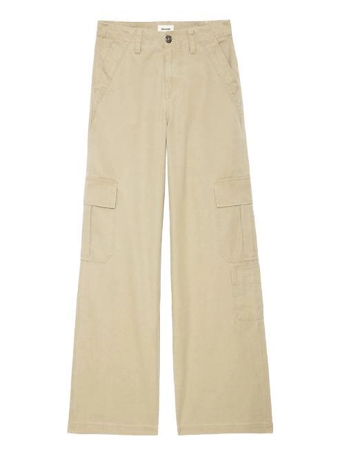 Zadig&Voltaire Flap-pocket Wide-leg Cotton Trousers - Latte