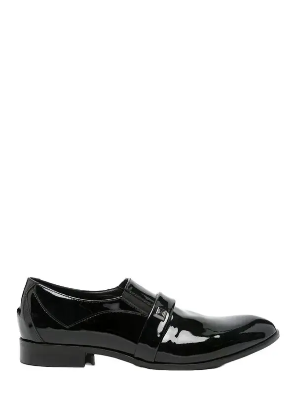 CARLO PIGNATELLI Patent Leather Strap Detail Loafers - Black